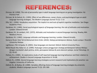 Factors affecting language learning strategies | PPTX | Education