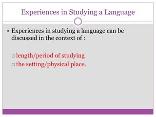 Factors Affecting Language Learning Strategies | PPTX