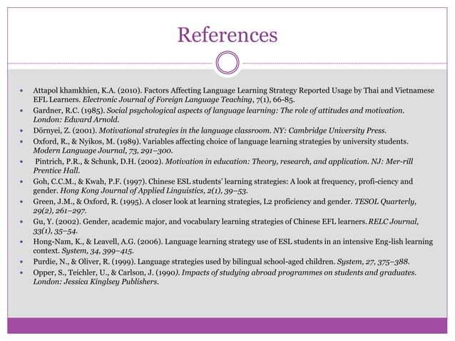 Factors Affecting Language Learning Strategies | PPT