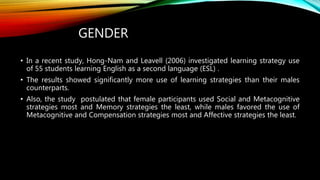 Factors affecting language learning strategy | PPTX