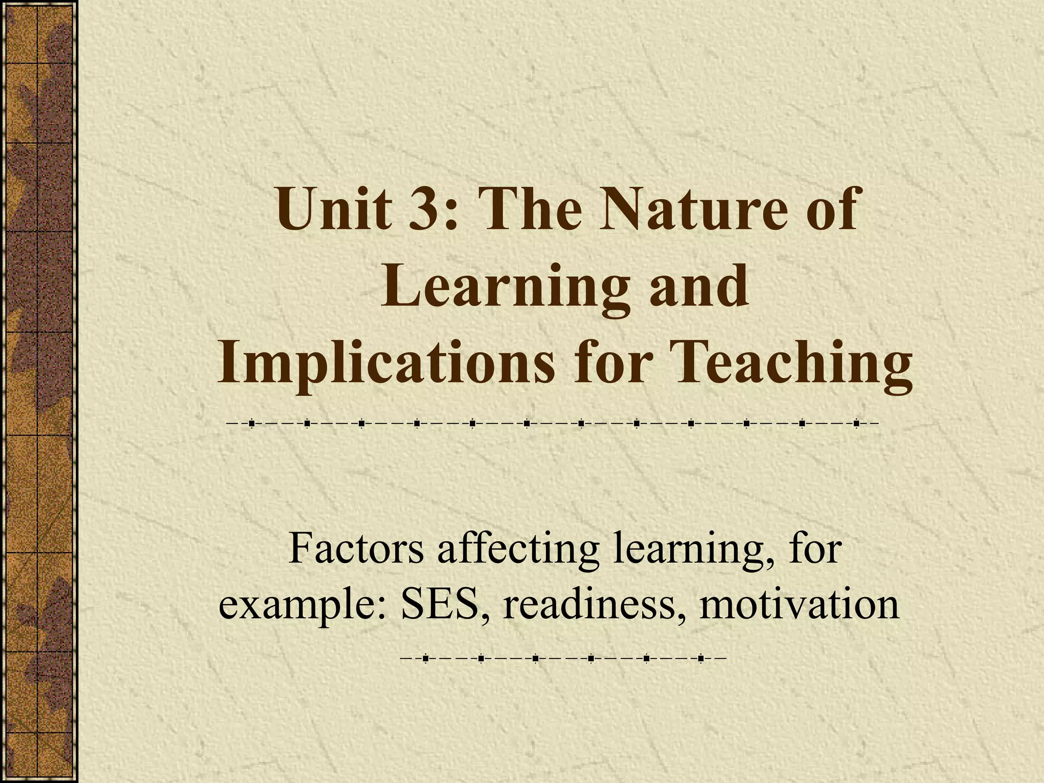 Factors affecting learning | PPT | Parenting | Family and Relationships