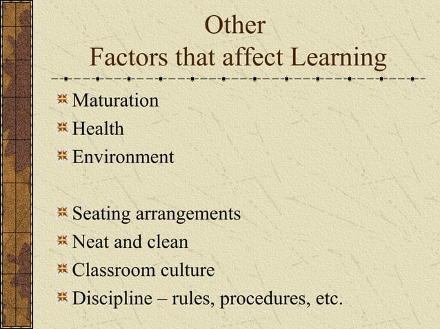 Factors affecting learning