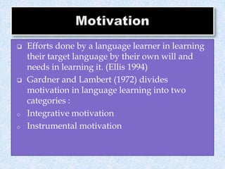 Factors Affecting Language Learning Strategies | PPT