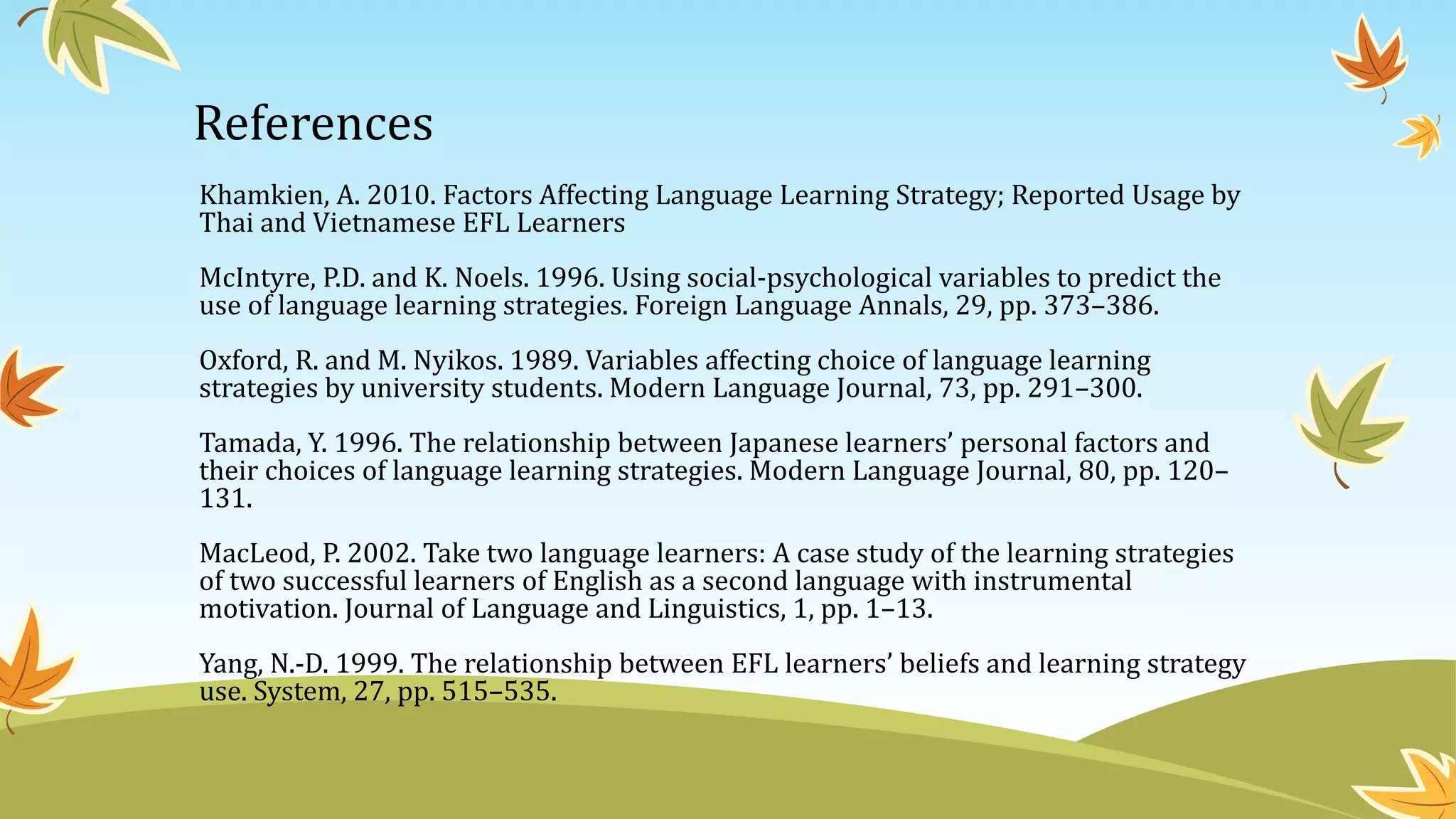 Factors affecting language learning strategies usage | PPTX