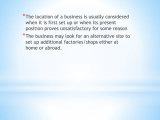 Factors affecting location of a business | PPT