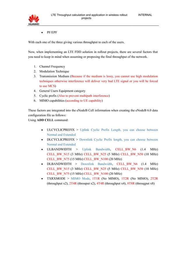 Factors Affecting Lte Throughput And Calculation Methodology Doc
