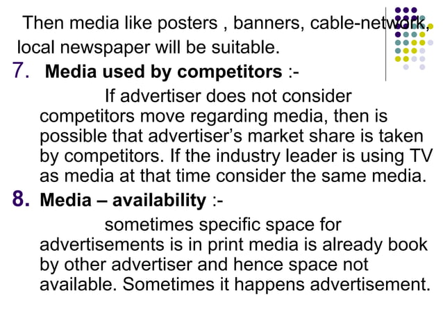 Factors affecting media selection | PPT | Media Industry | Industries