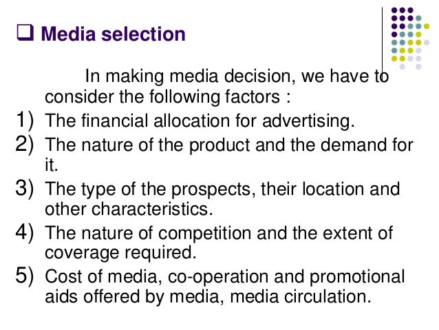 Factors affecting media selection