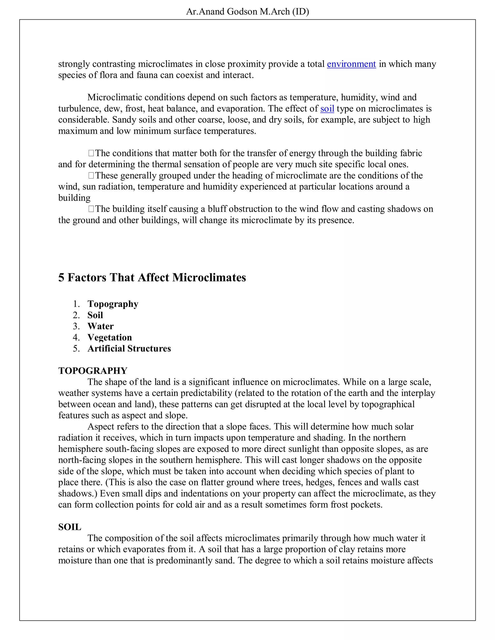 Factors affecting micro climate | PDF