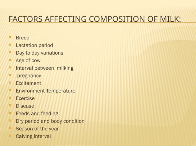 Milk Factors Affecting Milk Production Pptx