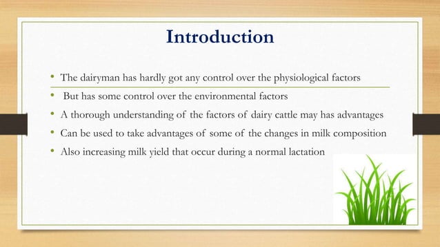 Factors affecting milk production | PPTX