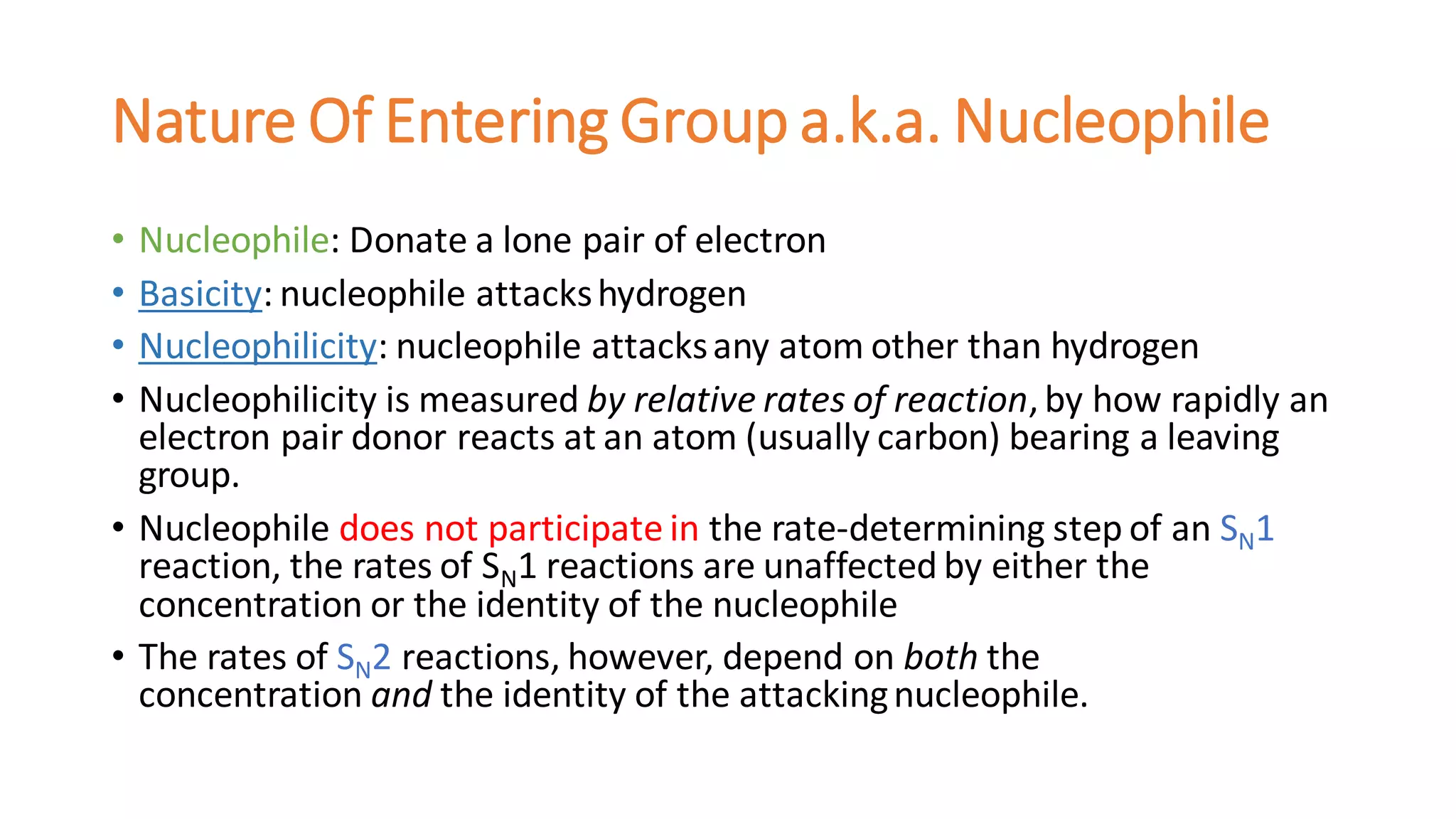 Factors affecting nucleophilic substitution reactions finished d | PDF