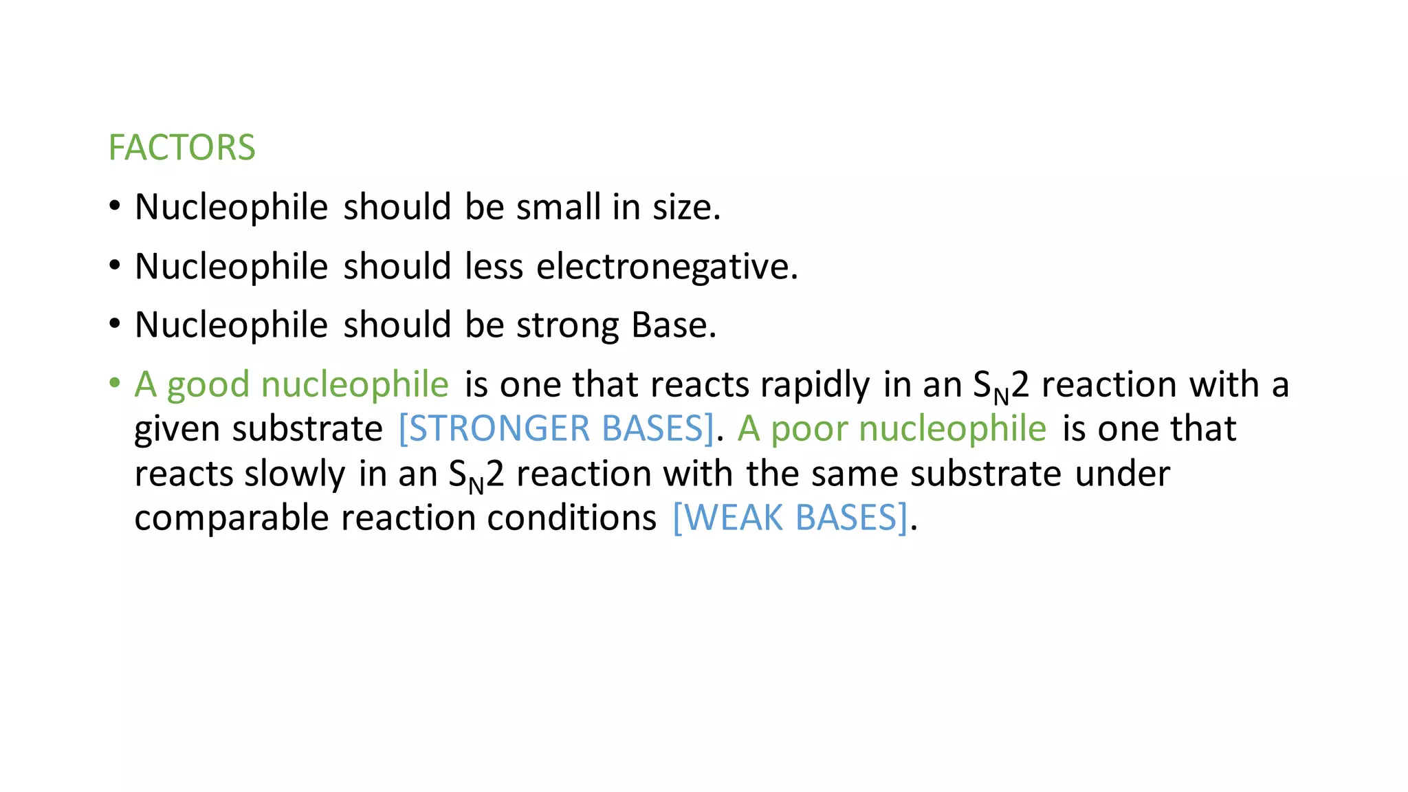 Factors affecting nucleophilic substitution reactions finished d | PDF