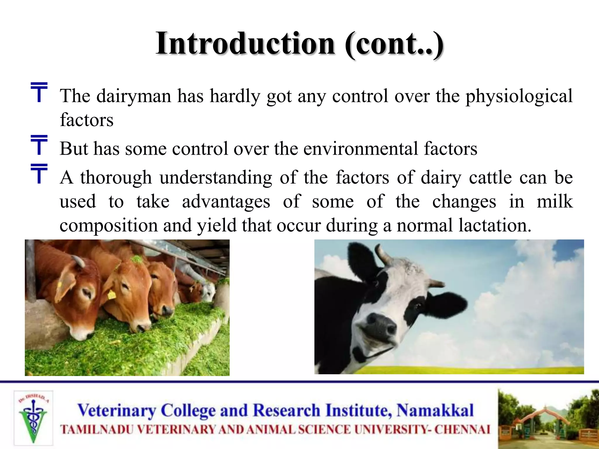 Factors affecting quality and quantity of milk in dairy cattle | PPT