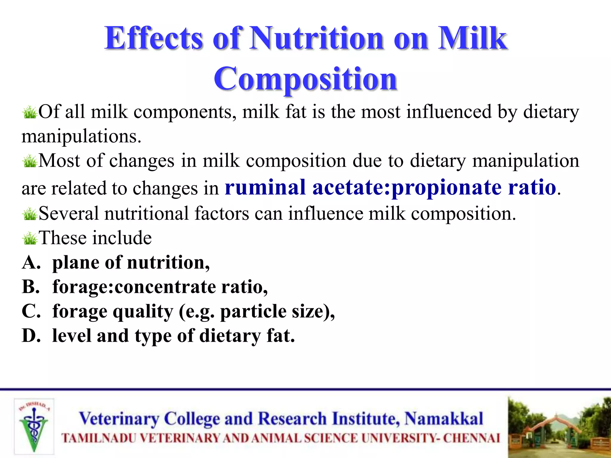 Factors affecting quality and quantity of milk in dairy cattle | PPTX