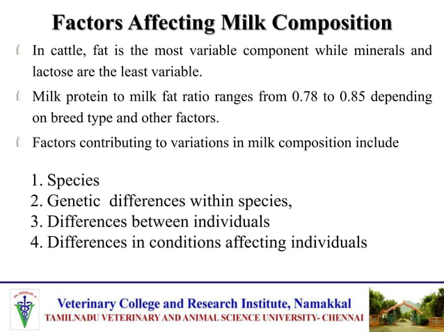 Factors affecting quality and quantity of milk in dairy cattle | PPTX | Food & Drink