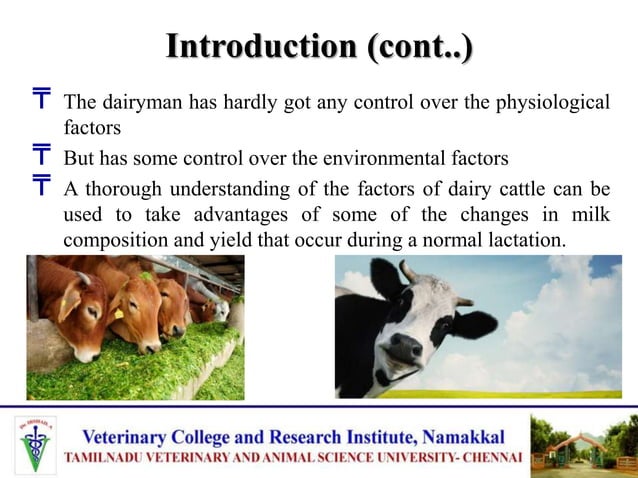 Factors affecting quality and quantity of milk in dairy cattle | PPTX | Food & Drink