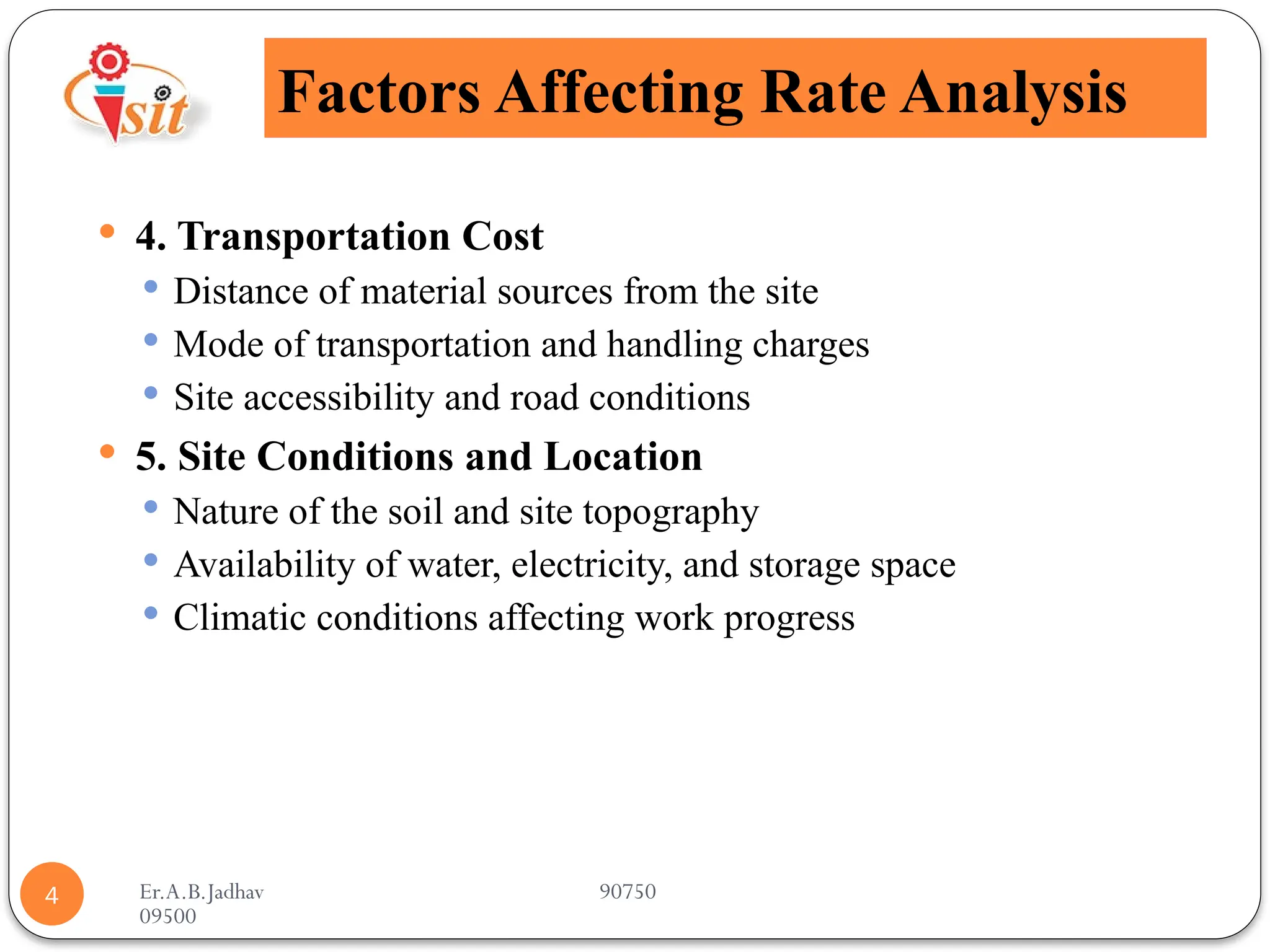 factors affecting rate analysis for various items.pptx