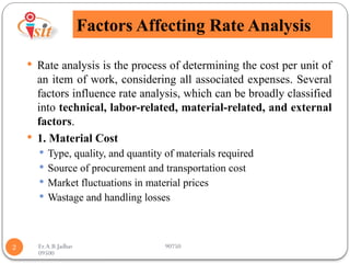 factors affecting rate analysis for various items.pptx