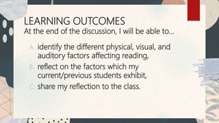 Factors affecting reading | PPTX