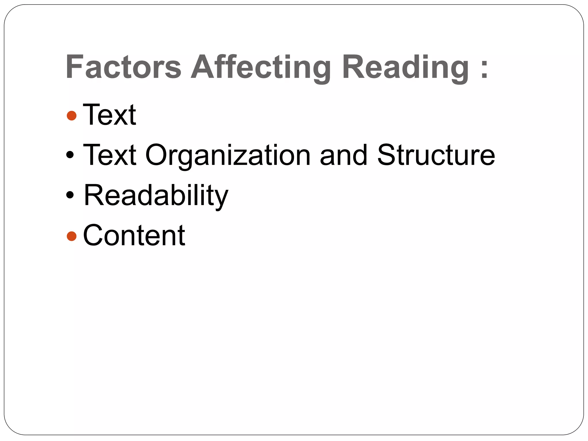 Factors affecting reading (2) | PPTX