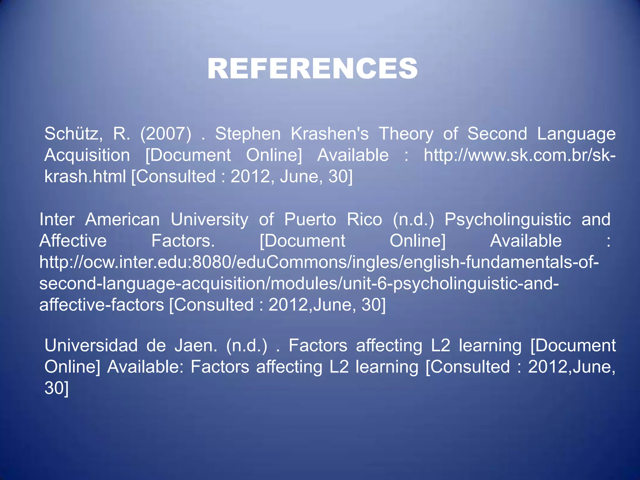 Factors affecting second language acquisition | PPTX