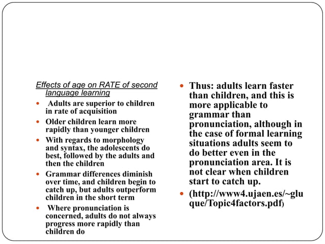 Factors Affecting Second Language Acquisition Pptx Education