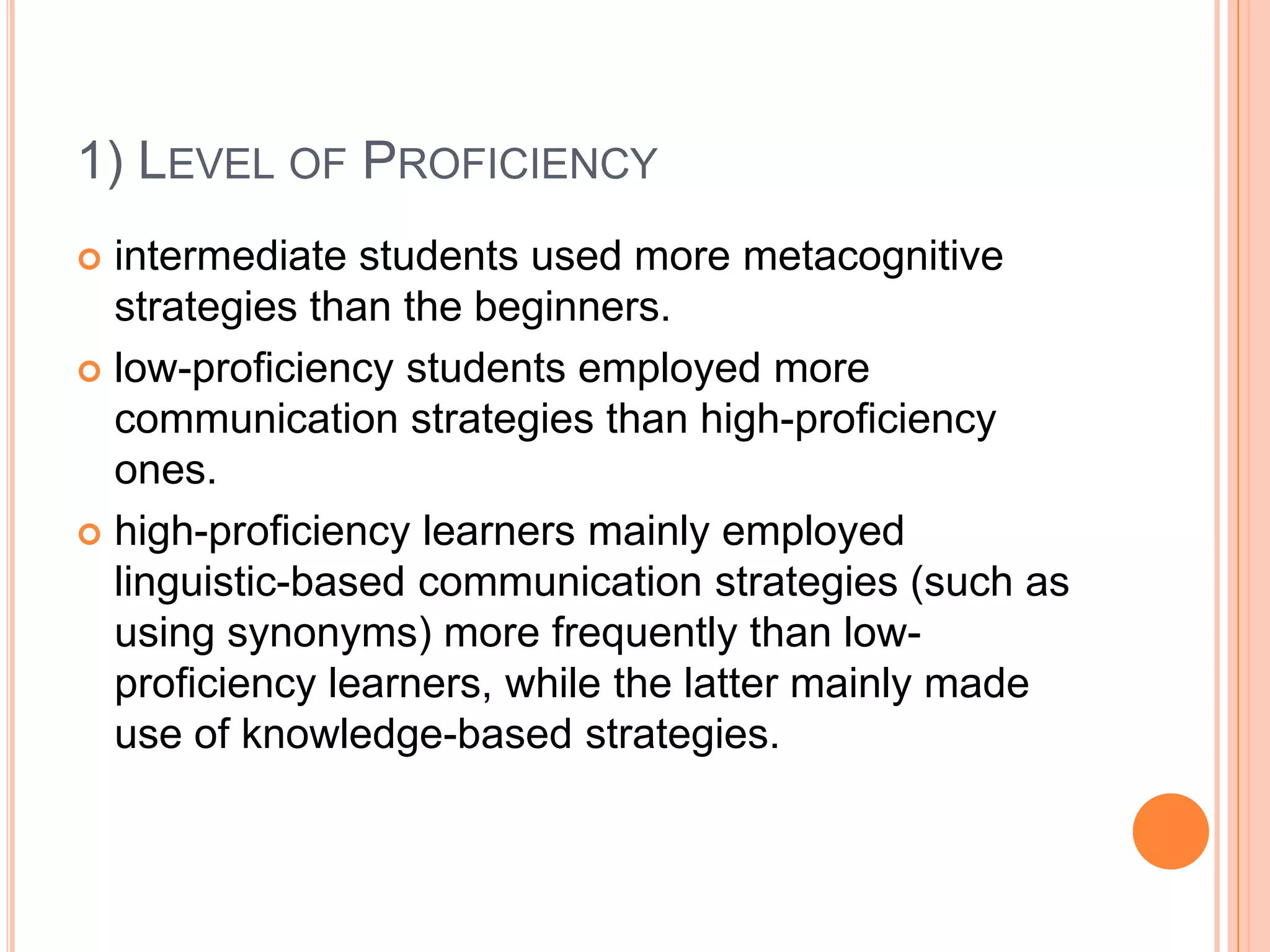 Factors Affecting Second Language Strategy Use Pptx Education