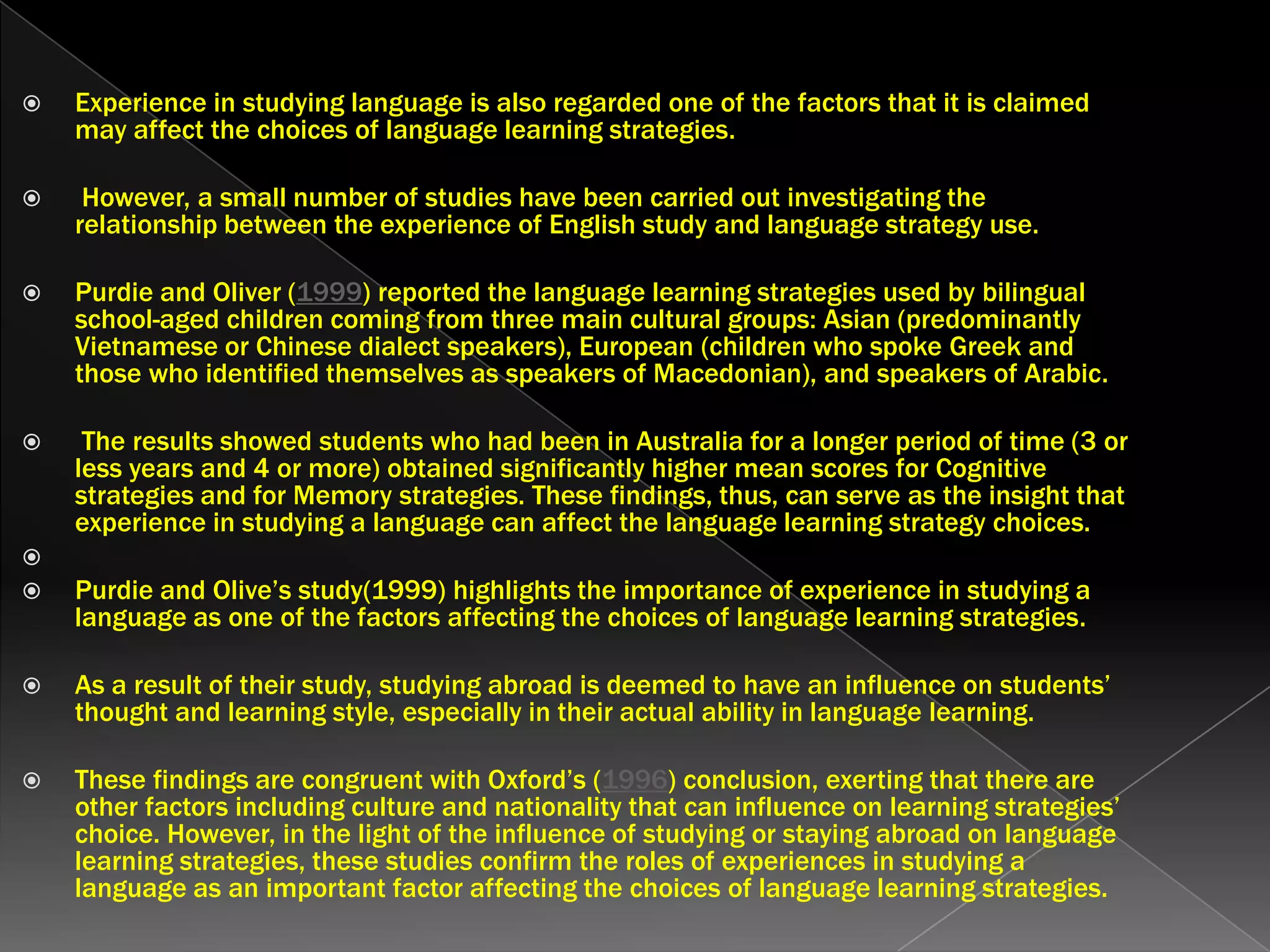 Factors Affecting Second Language Strategy Use Ppt