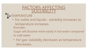 Factors Affecting Solubility Grade 7 presentation | PPTX