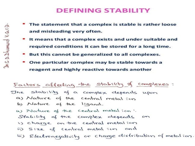 Factors affecting stability of complex and Chalets.pptx