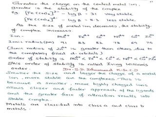 Factors affecting stability of complex and Chalets.pptx