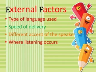 Factors affecting students listening comprehension | PPTX