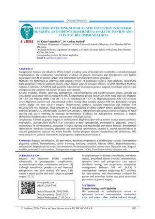 Comprehensive Meta-Analytic Review of Surgical Site Infection Risk ...