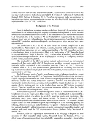 Factors Affecting Teachers’ Implementation of Communicative Language Teaching Curriculum in ...