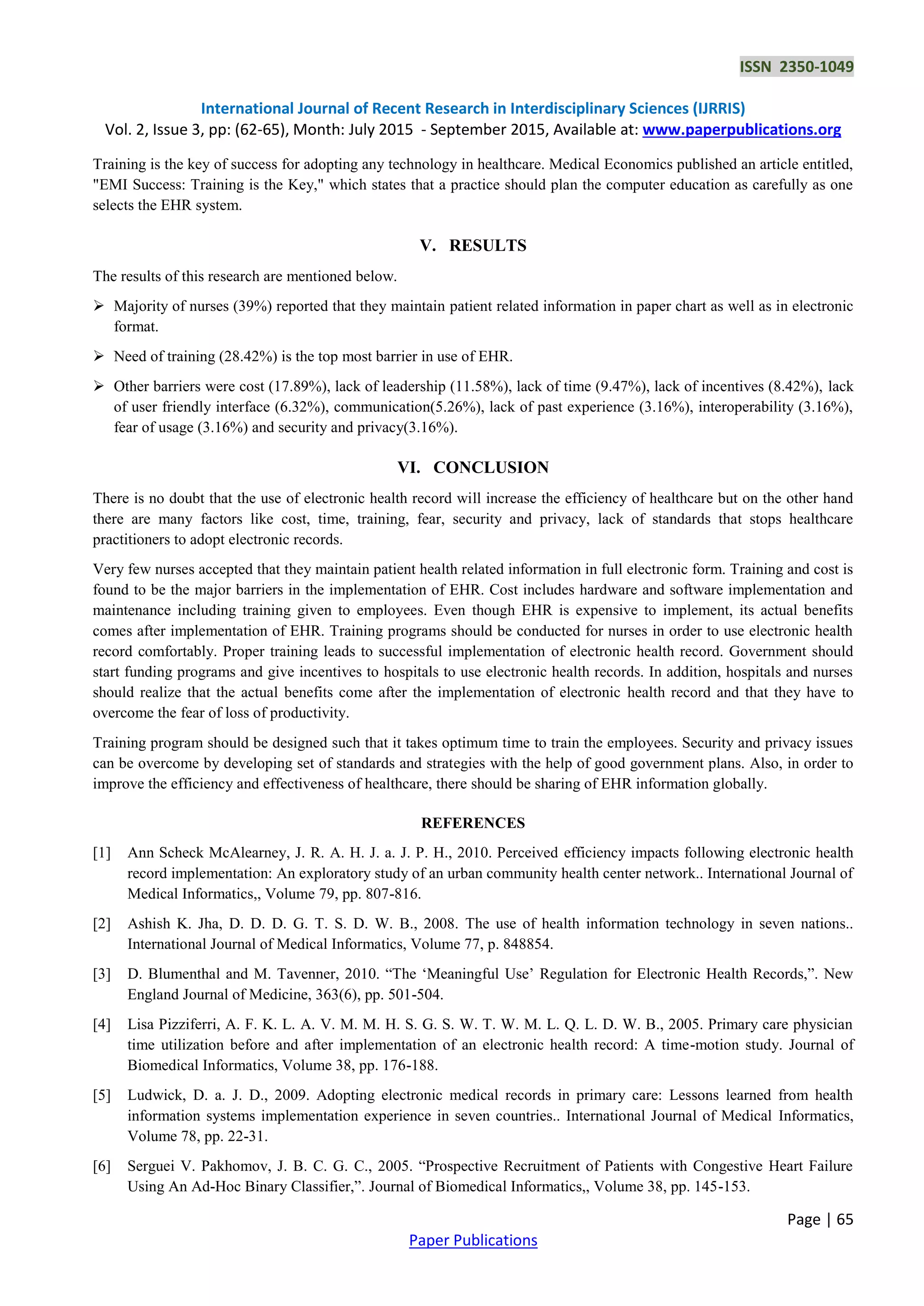 Factors Affecting the Adoption of Electronic Health Records by Nurse | PDF