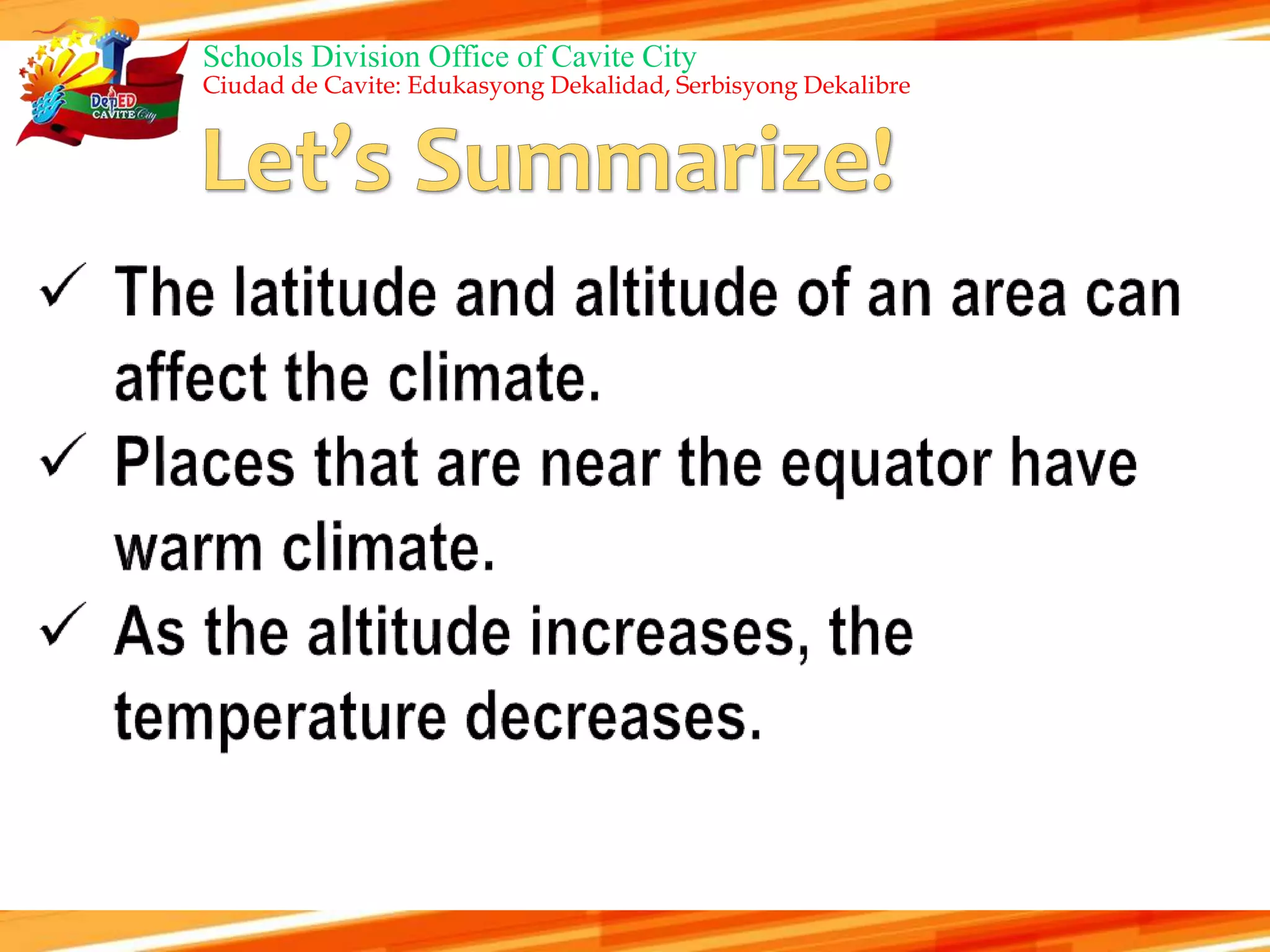 Factors Affecting the Climate (Latitude and Altitude) | PPTX