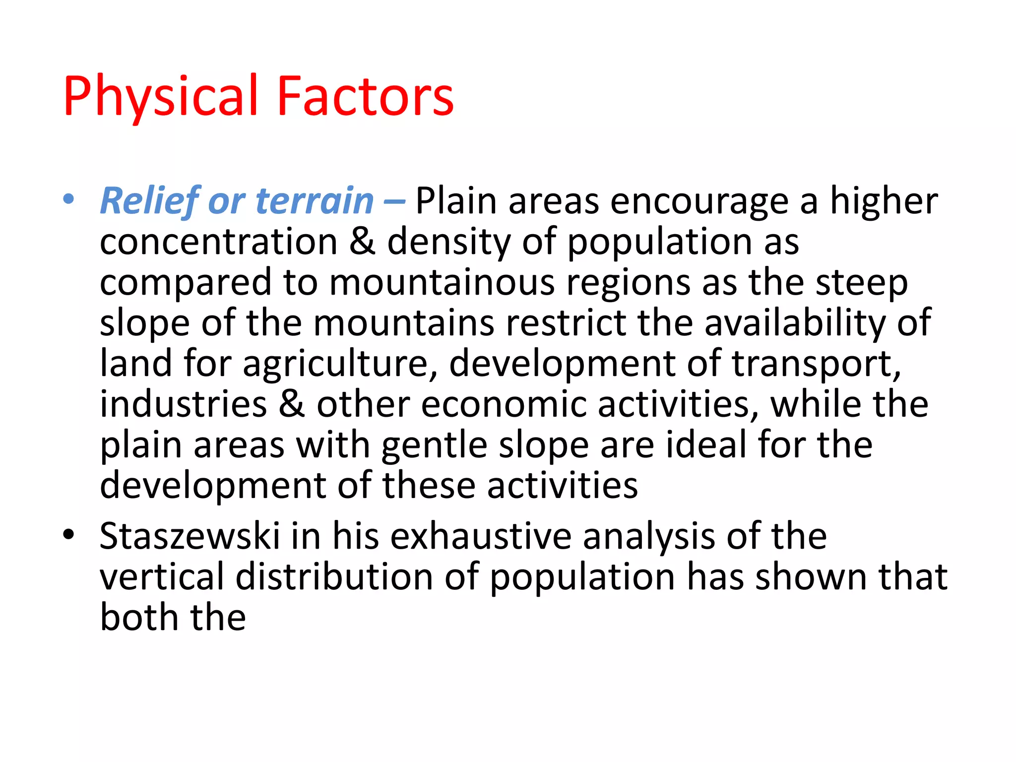 Factors Affecting the Distribution & Density of Population | PDF