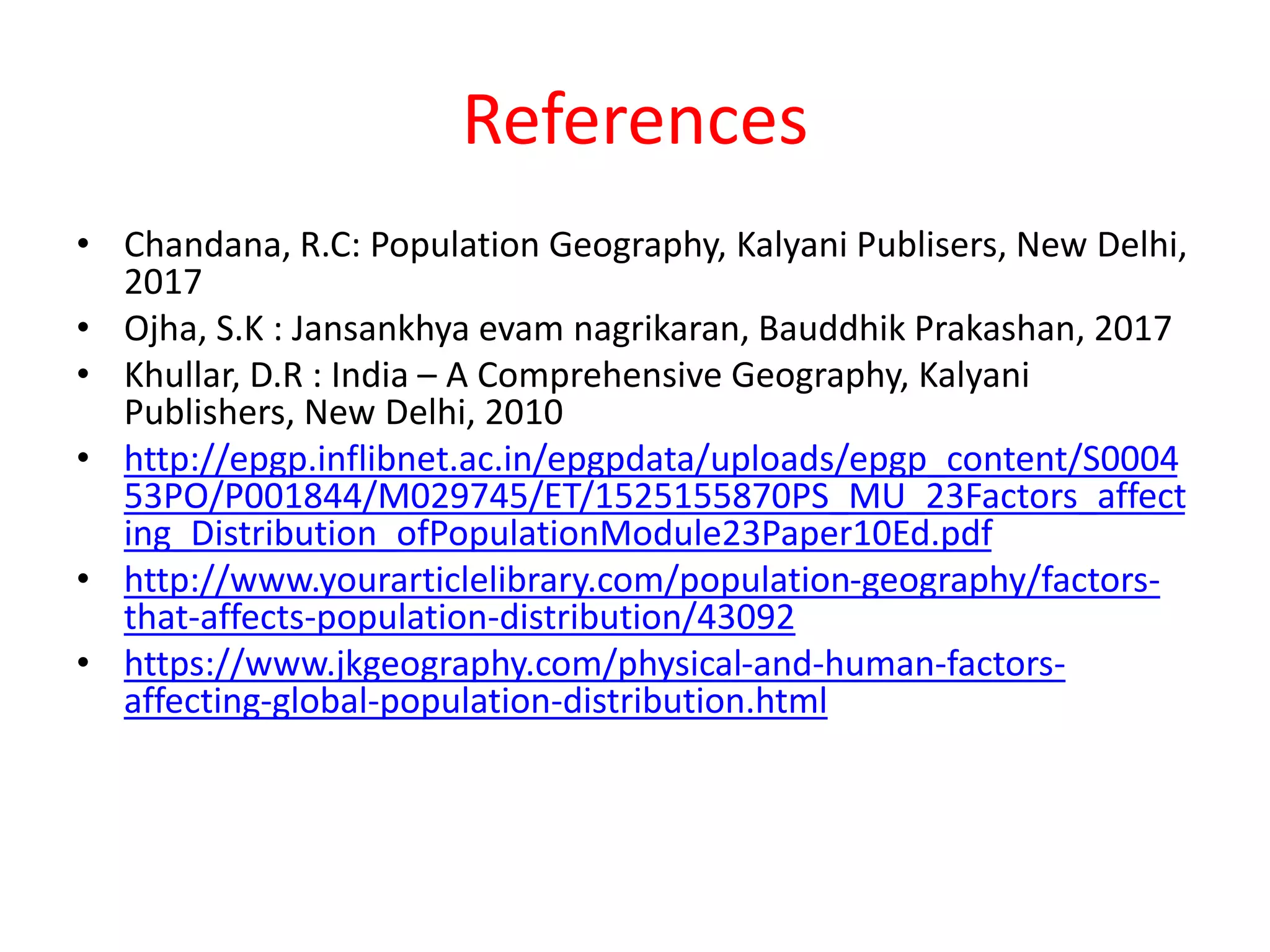 Factors Affecting the Distribution & Density of Population | PDF