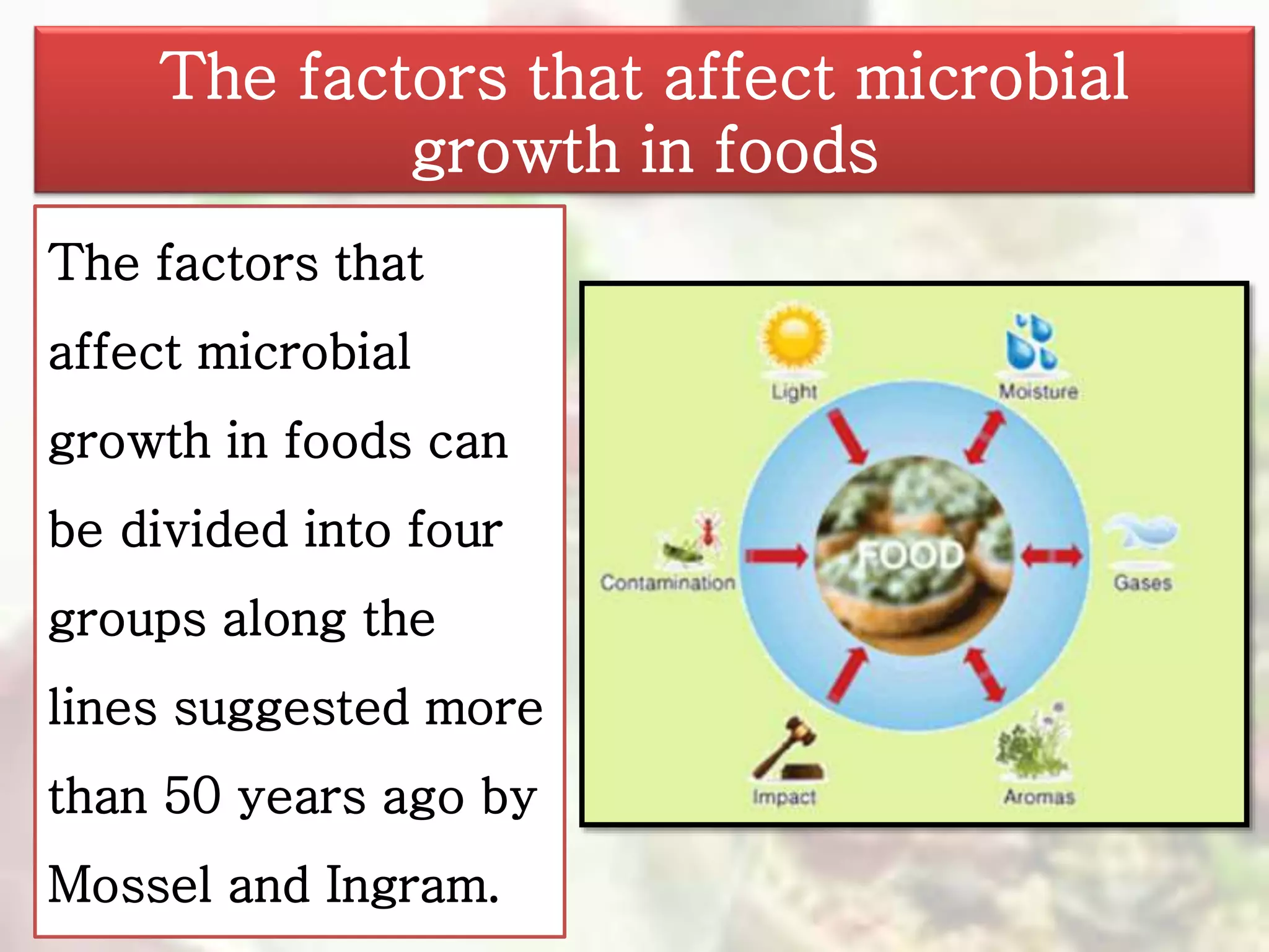 Factors affecting the growth and survival of micro organisms in foods ...