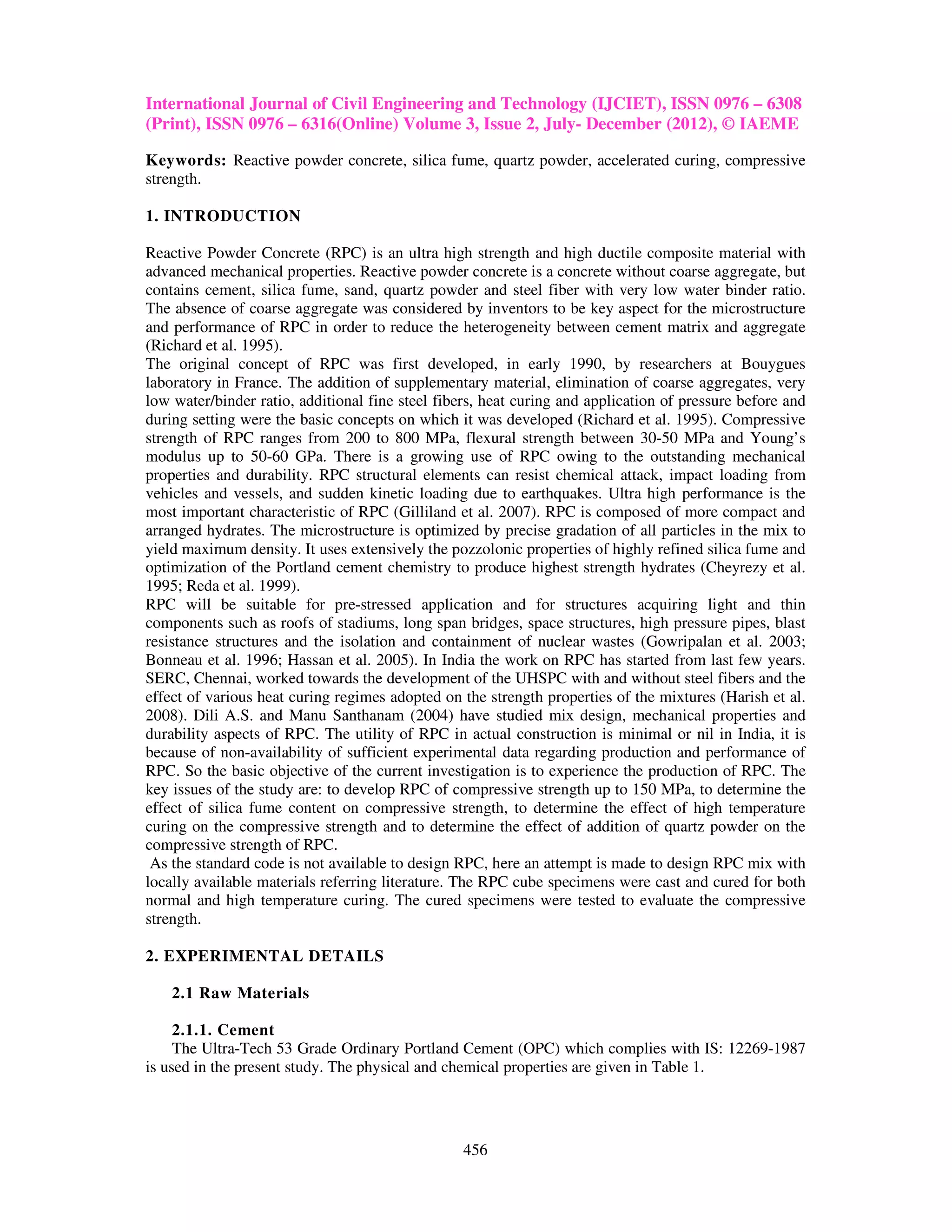 Factors affecting the strength of reactive powder concrete rpc | PDF | Civil Engineering ...