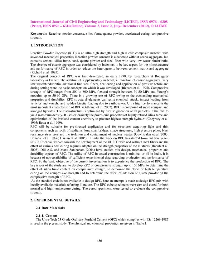 Factors affecting the strength of reactive powder concrete rpc | PDF | Civil Engineering ...