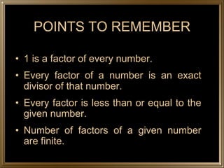 Factors and multiple arif class v | PPT