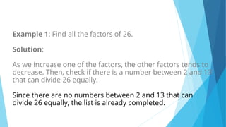 Factors and multiples grade 4 | PPTX