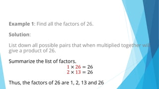 Factors and multiples grade 4 | PPTX