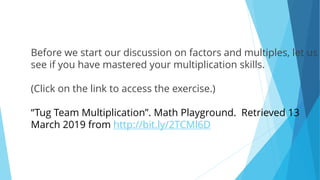 Factors and multiples grade 4 | PPTX