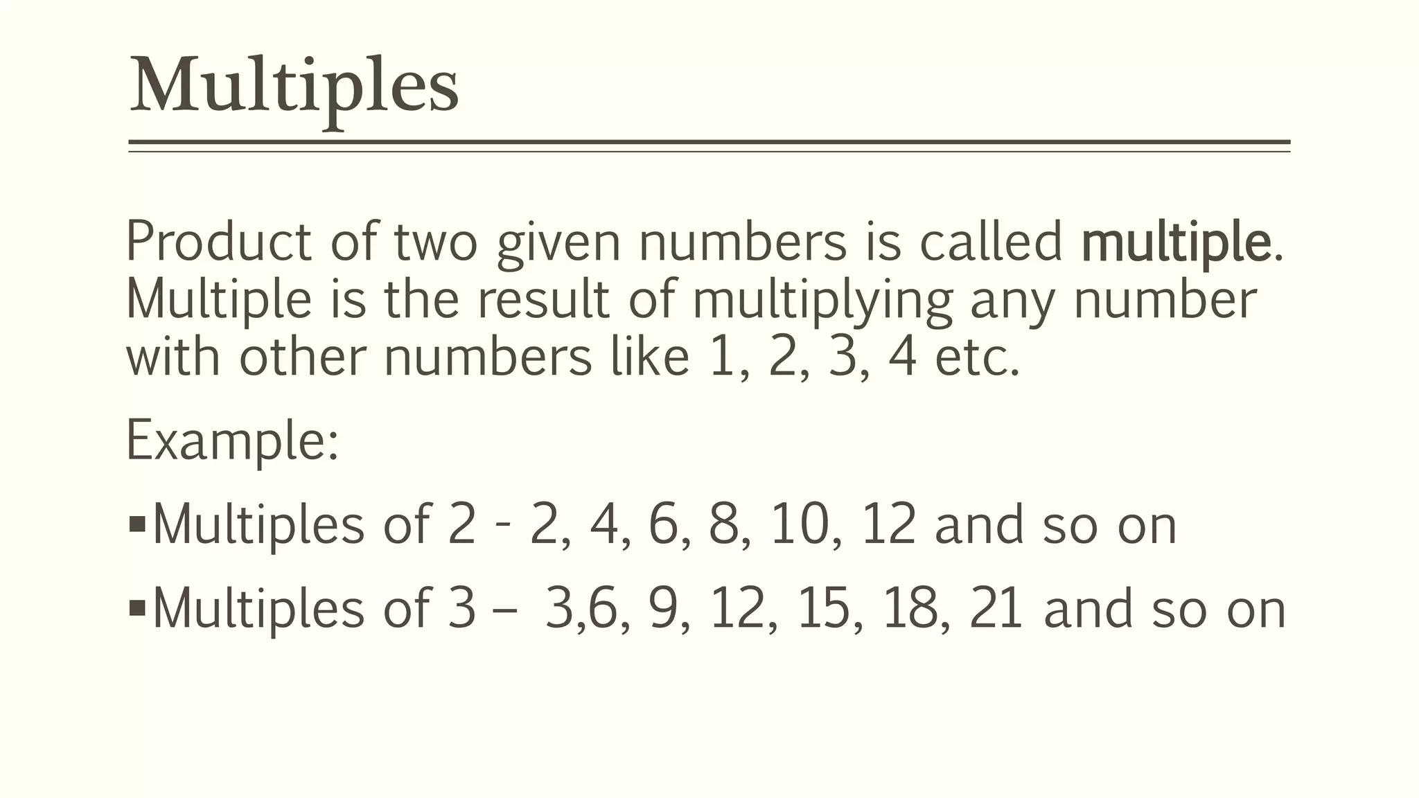 Factors and multiples ppt Class 3 | PPTX