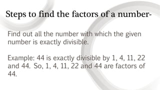 Factors and multiples ppt Class 3 | PPTX