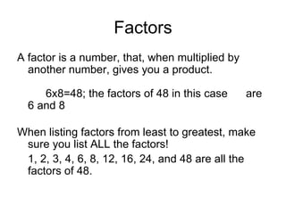 Factors And Prime Factorization | PPT