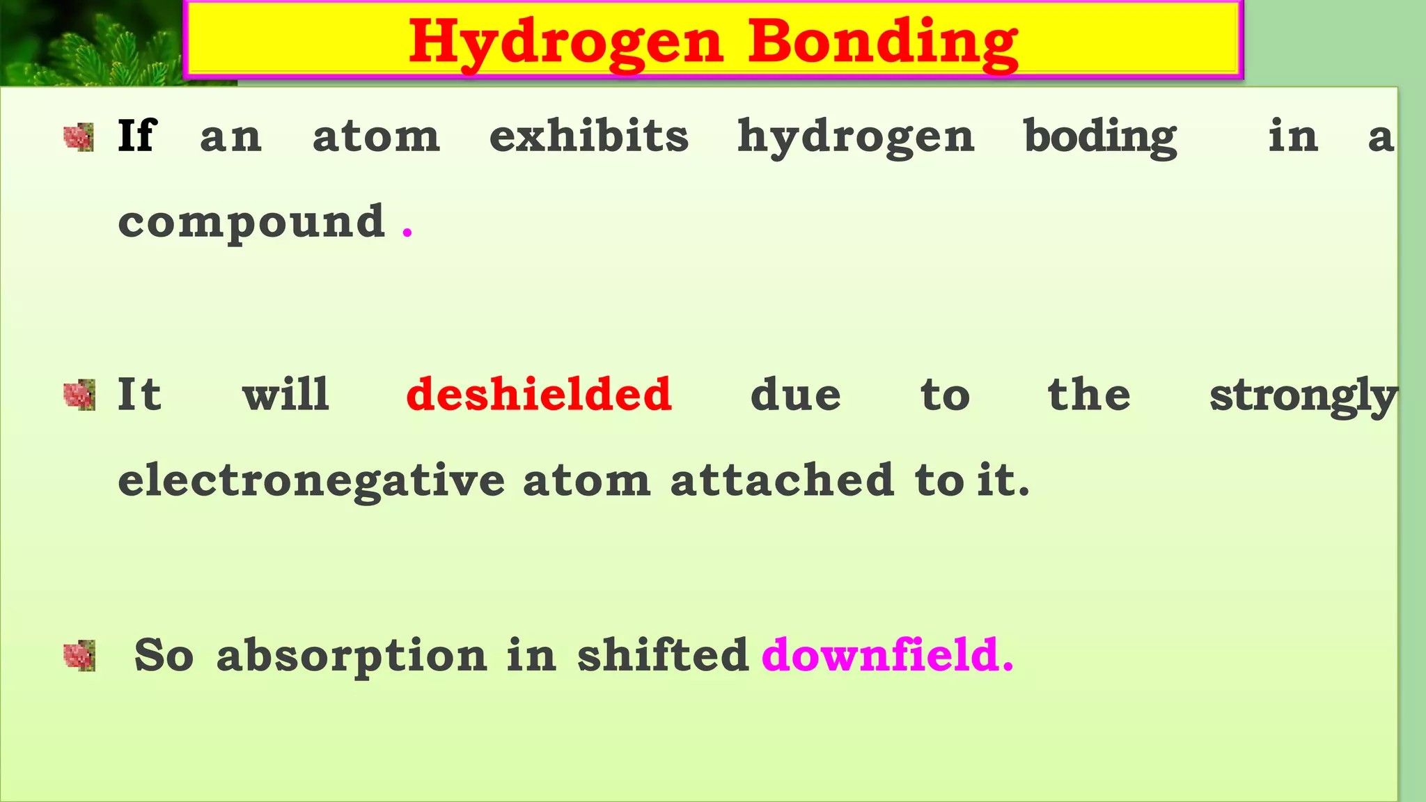 Factors are affecting the chemical shift values nmr spectra | PDF